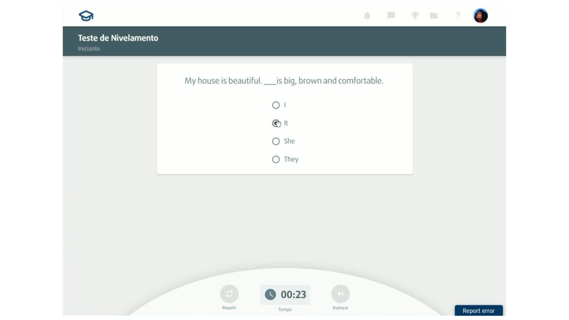 Como meu aluno visualiza o Progress Test?